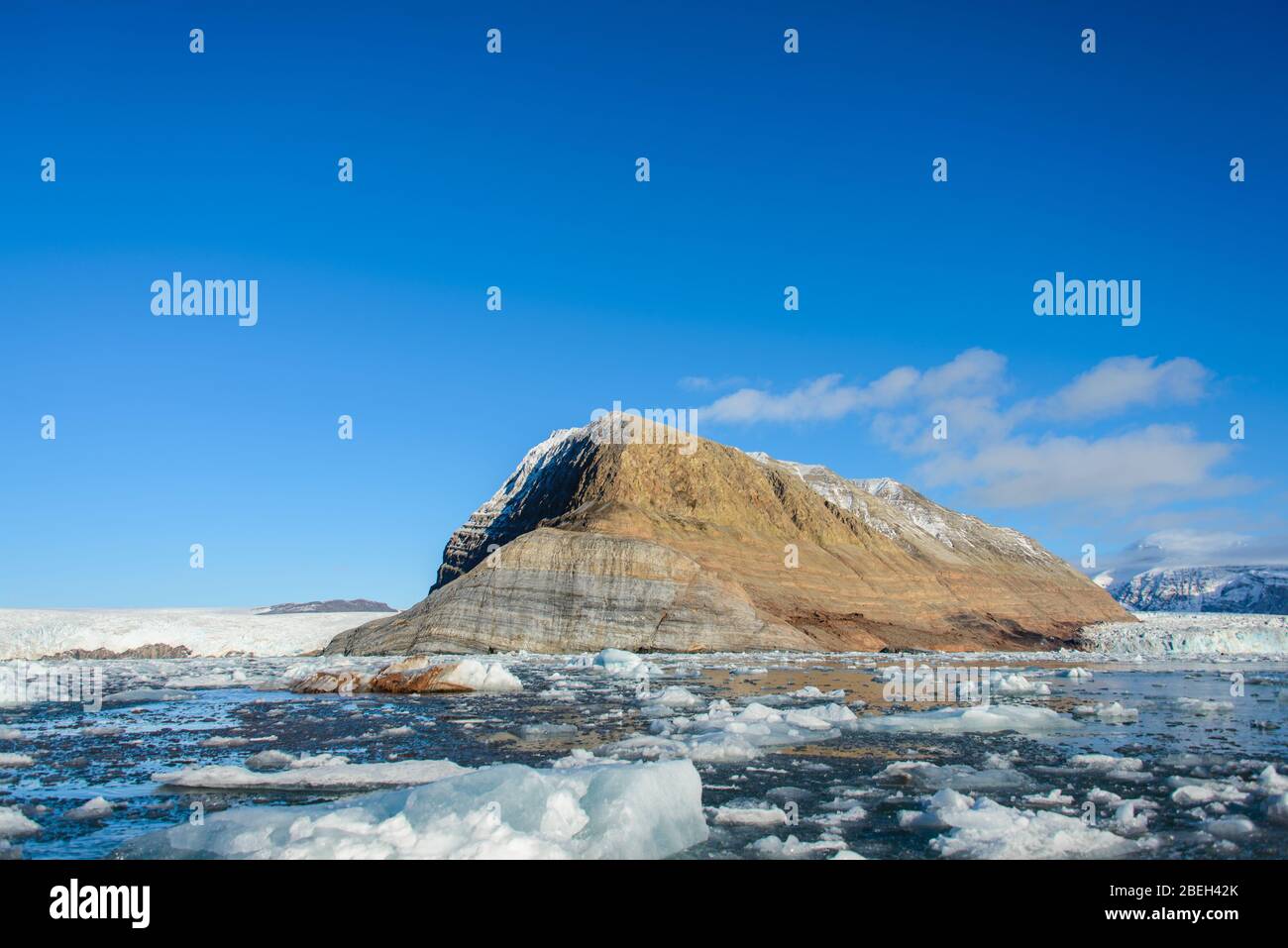 Landscape with glacier in Svalbard at summer time. Sunny weather Stock ...