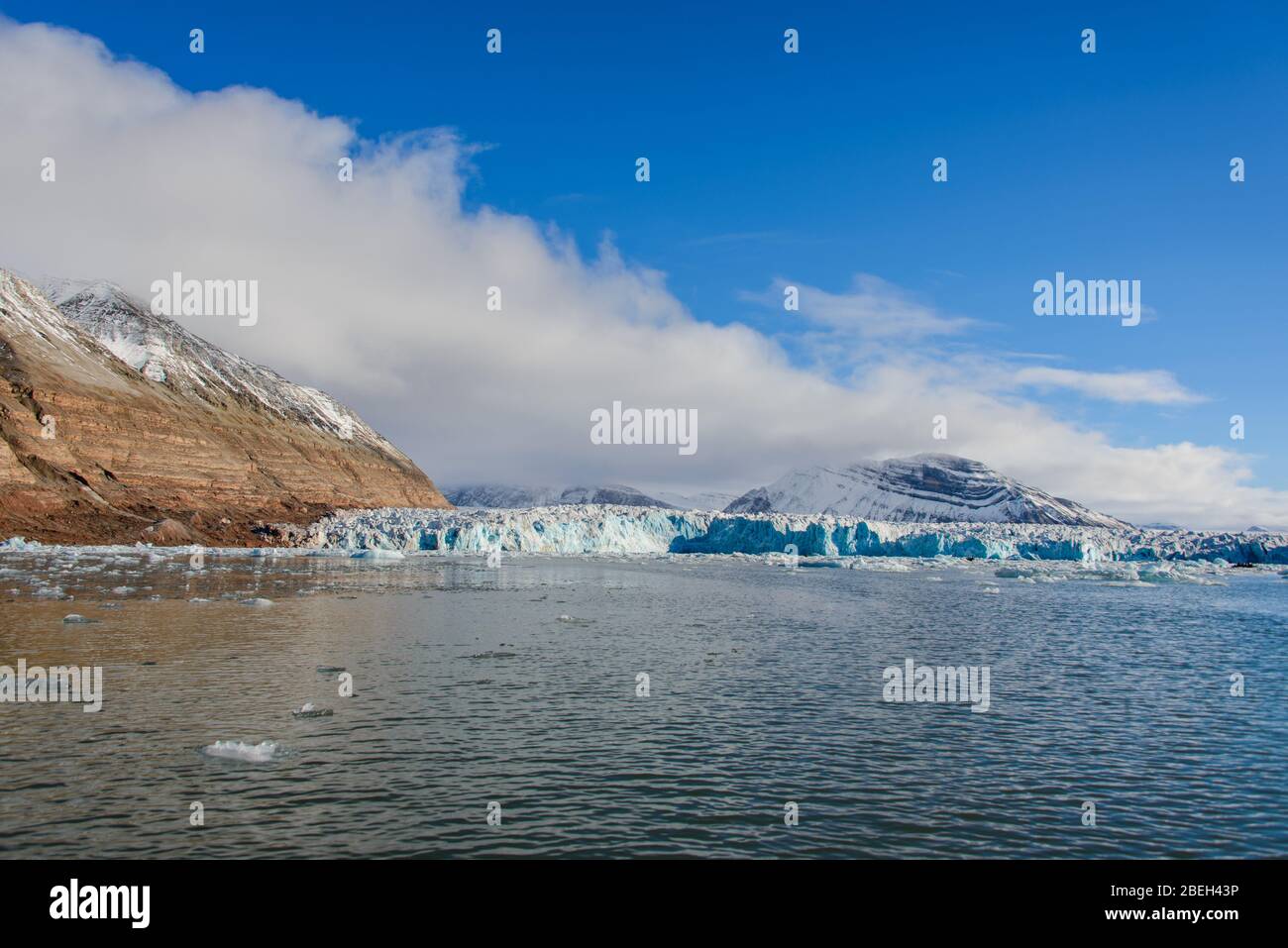 Landscape with glacier in Svalbard at summer time. Sunny weather Stock ...