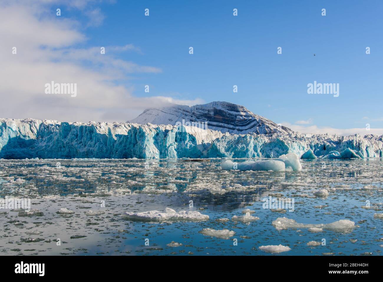 Landscape with glacier in Svalbard at summer time. Sunny weather Stock ...