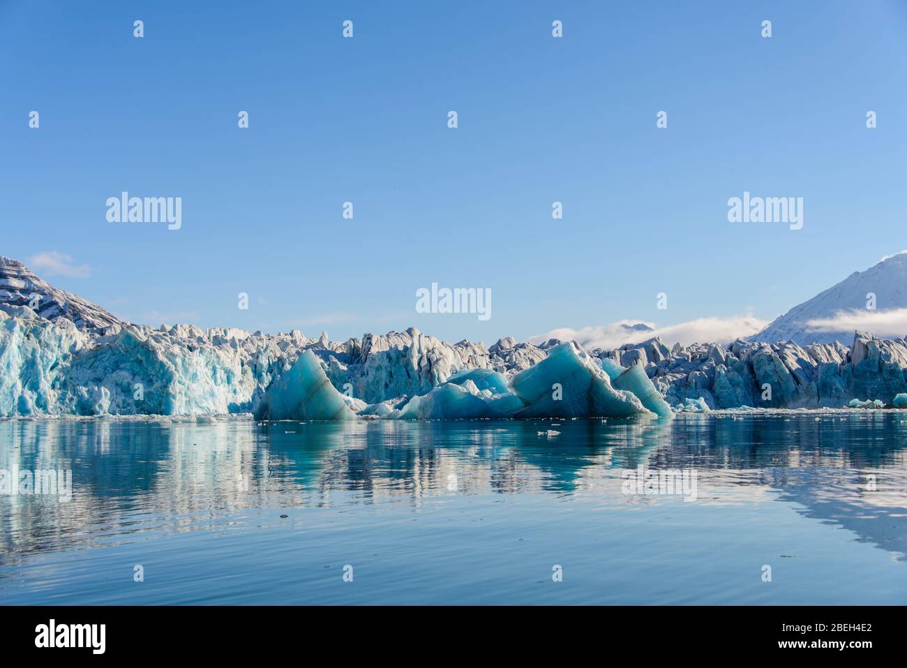 Landscape with glacier in Svalbard at summer time. Sunny weather Stock ...