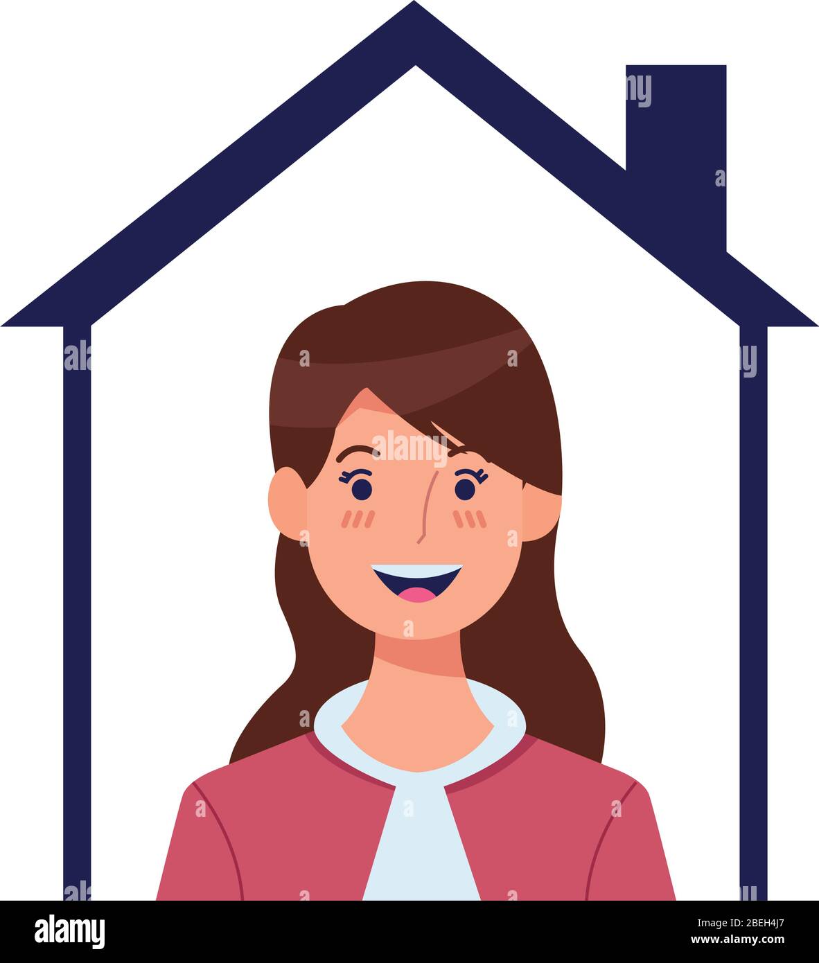 Portrait woman inside home Stock Vector Images - Alamy