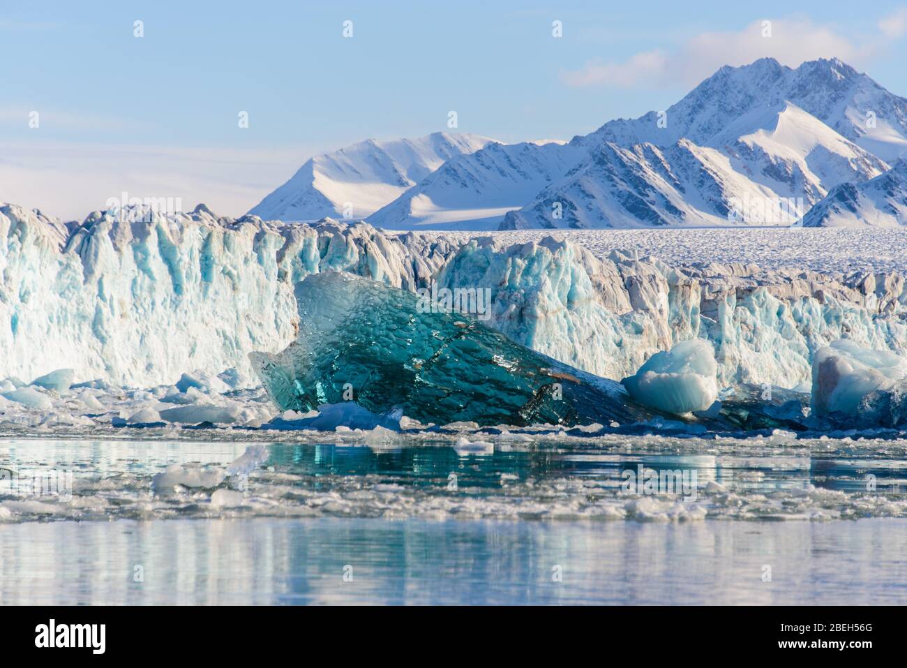 Landscape with glacier in Svalbard at summer time. Sunny weather Stock ...