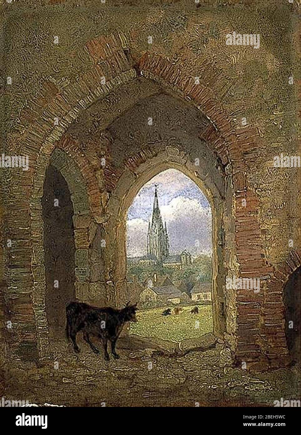 Henry Ninham - View through the archway of the Cow Tower Norwich ...