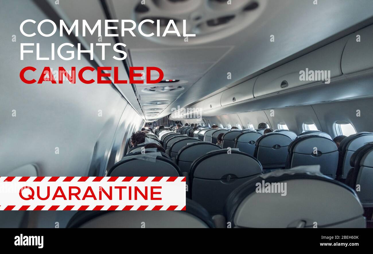 Commercial flights canceled. Interior airplane Stock Photo - Alamy