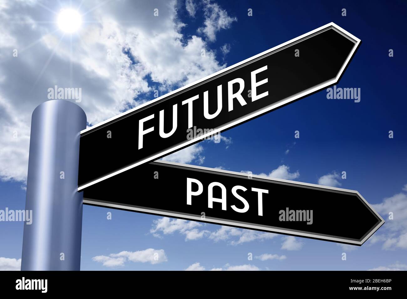 3D illustration/ 3D rendering - crossroads concept - future and past ...