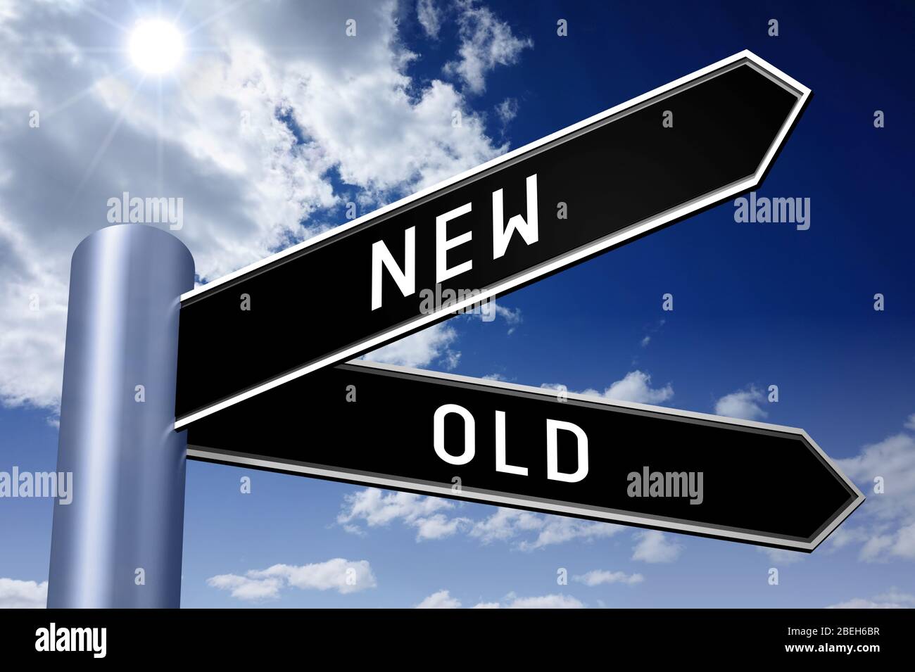 3D illustration/ 3D rendering - crossroads concept - old or new Stock ...