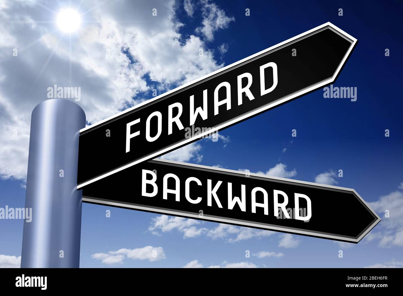 3D illustration/ 3D rendering - crossroads concept - forward and ...