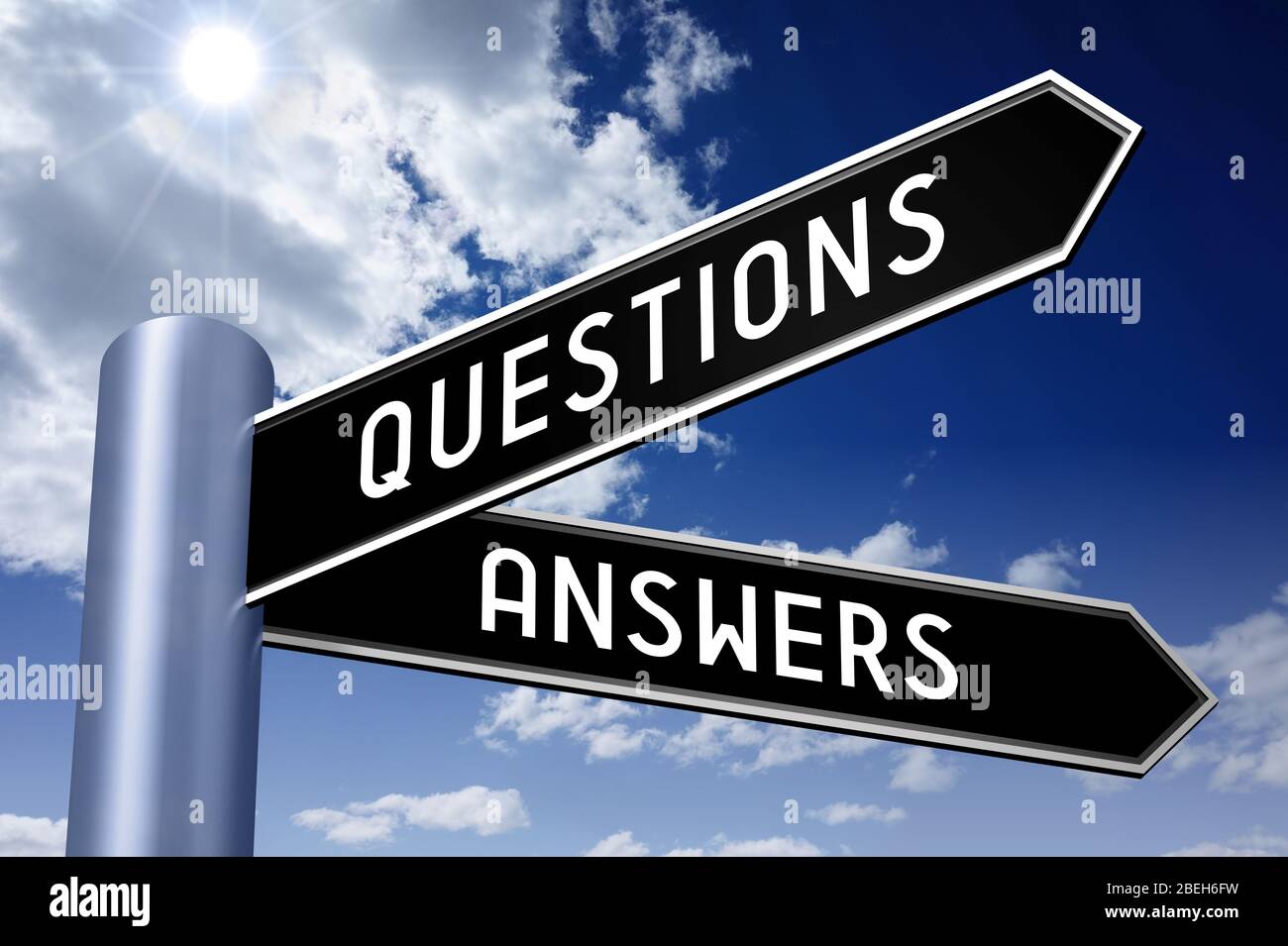 3D illustration/ 3D rendering - crossroads concept - questions and ...