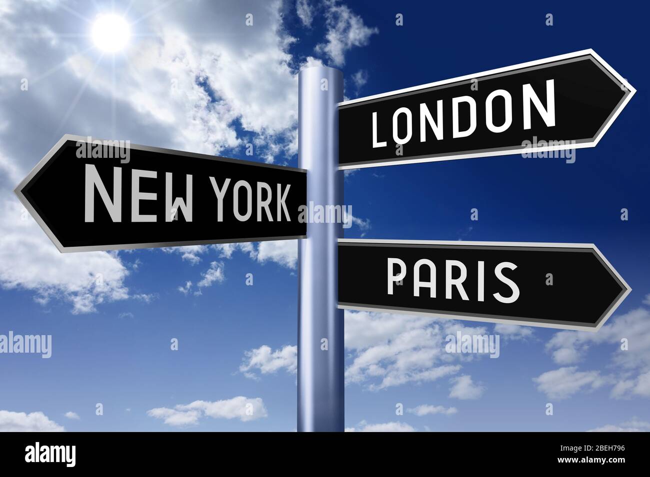 London paris new york signpost hi-res stock photography and images - Alamy