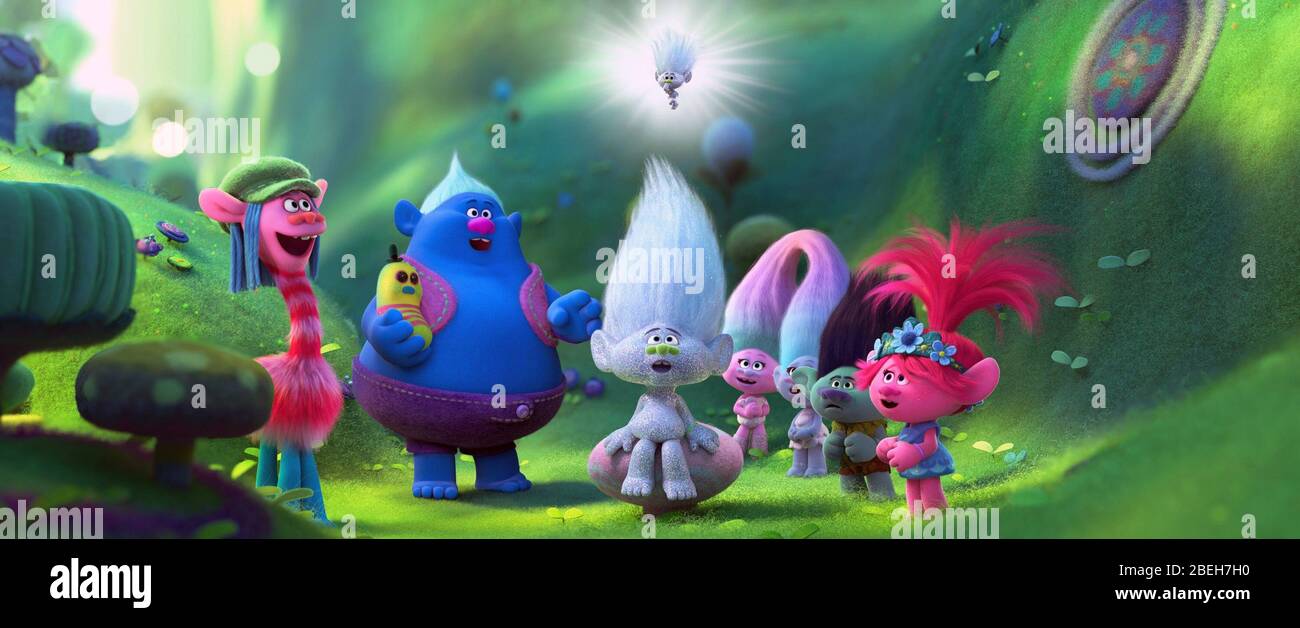 TROLLS WORLD TOUR, from left; Cooper (voice: Ron Funches), Mr. Dinkles ...
