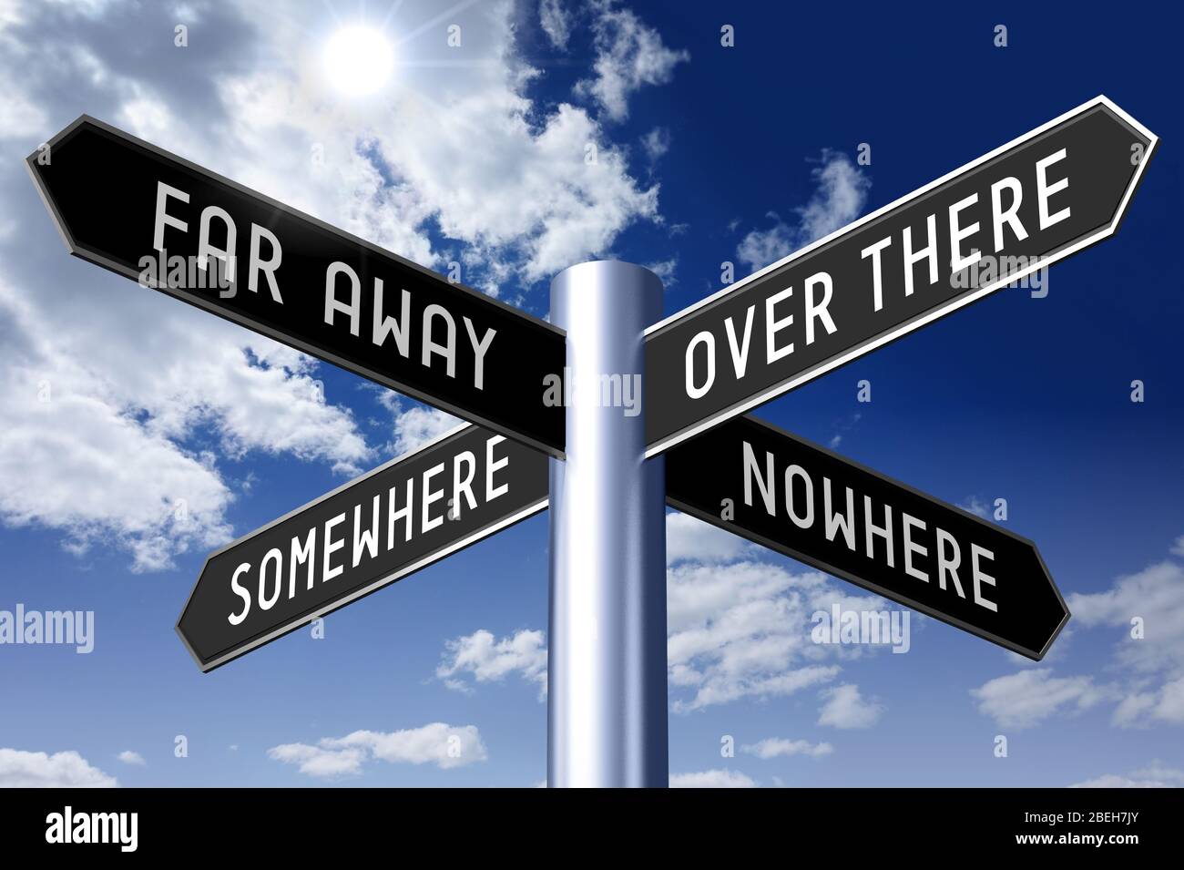 3D illustration/ 3D rendering - signpost with four arrows - directions ...