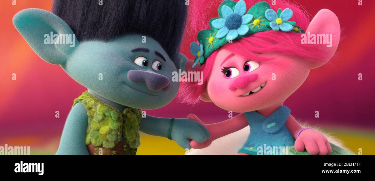 TROLLS WORLD TOUR, from left: Branch (voice: Justin Timberlake), Poppy ...