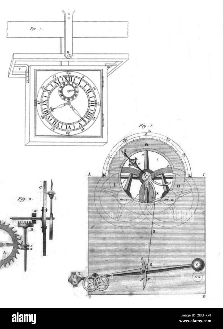 Henry Sully clock with escapement and suspension mechanism Stock Photo ...