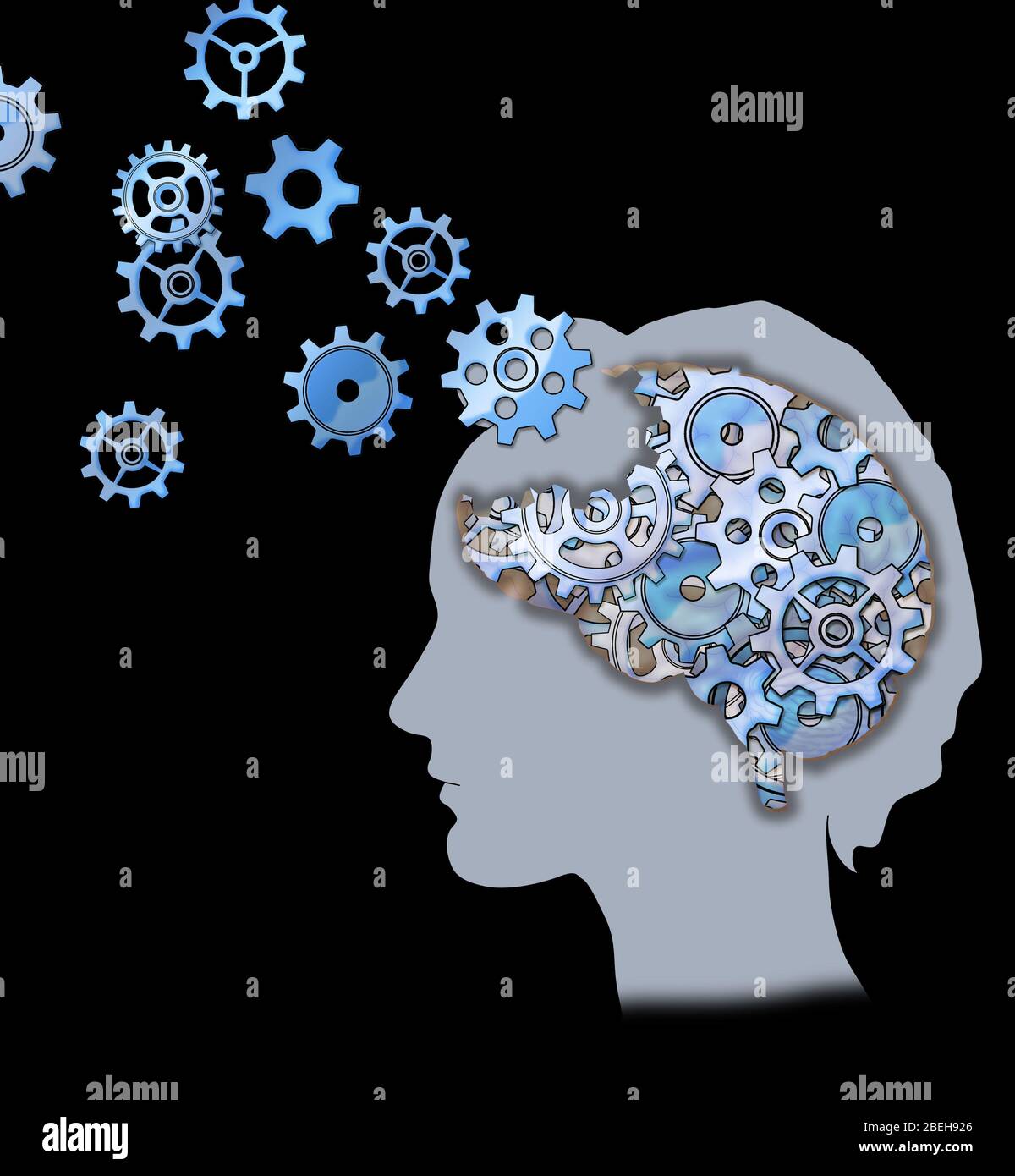 Head with cogs hi-res stock photography and images - Alamy