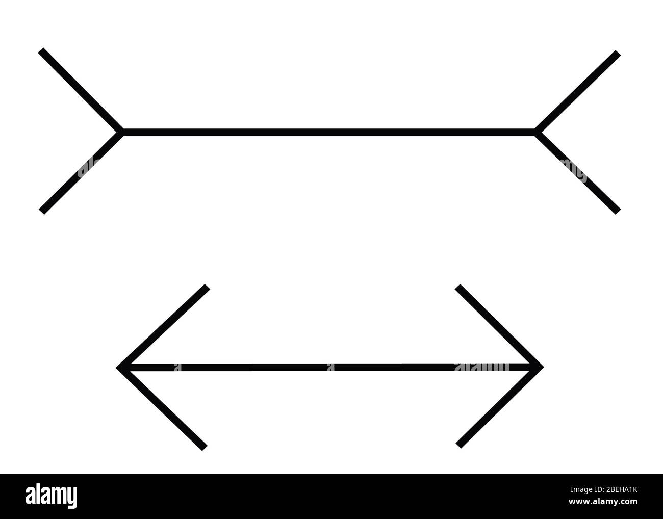 Optical Illusion, Muller-Lyer, Illustration Stock Photo - Alamy