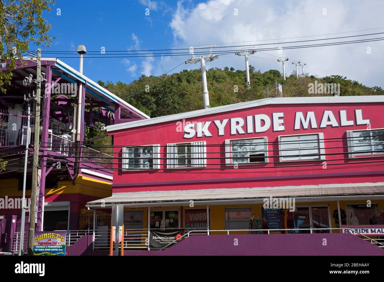 Skyride cable car in Charlotte Amalie, St. Thomas Island, USVI ...