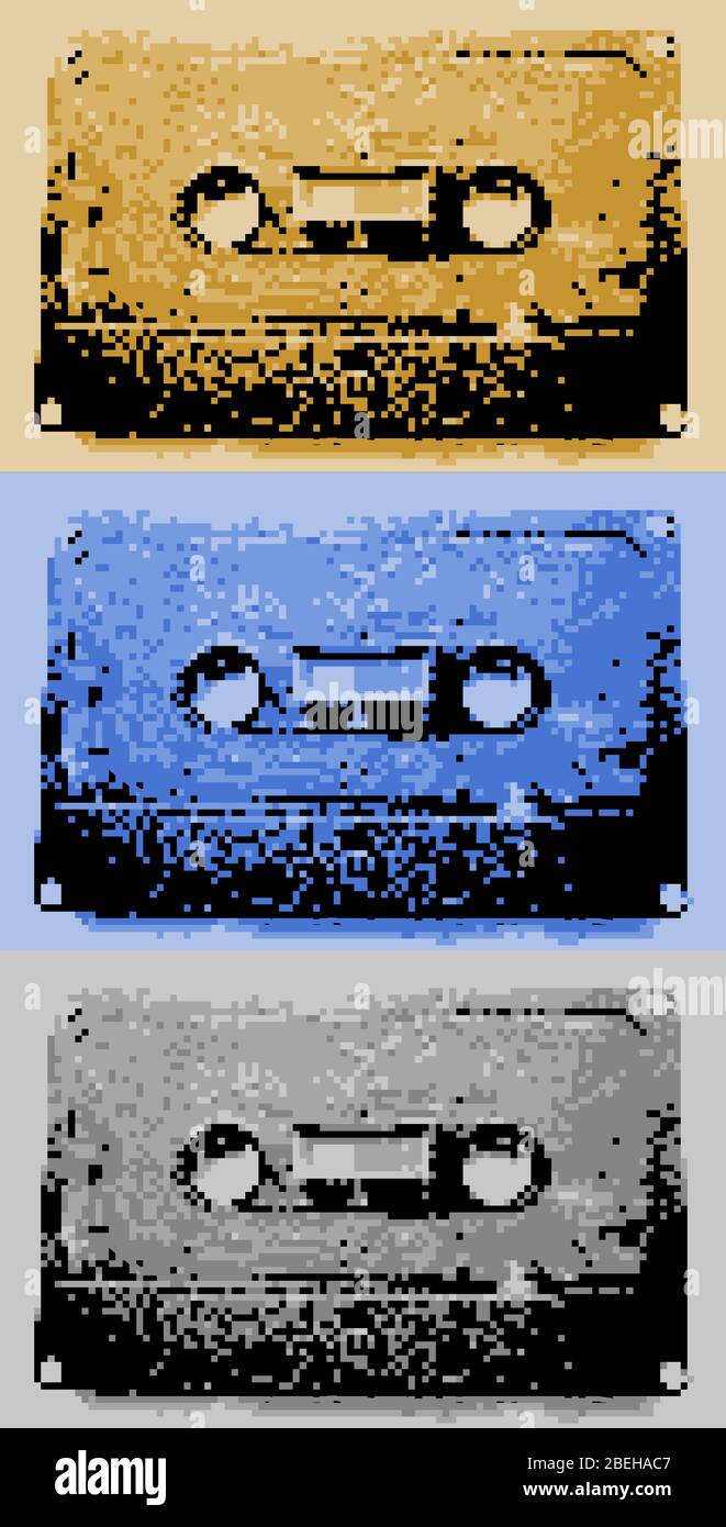 Vintage pixelated analog audio tape illustration Stock Photo - Alamy