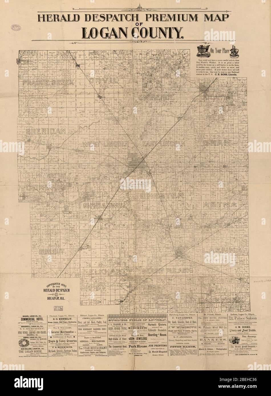 Herald Despatch Premium Map of Logan County Stock Photo - Alamy