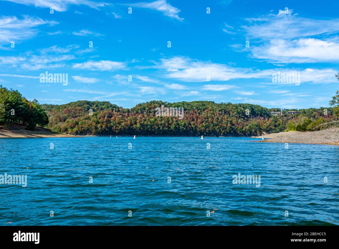 View of Mary Ray Oaken Lodge from the lake in the Dale Hollow Lake ...