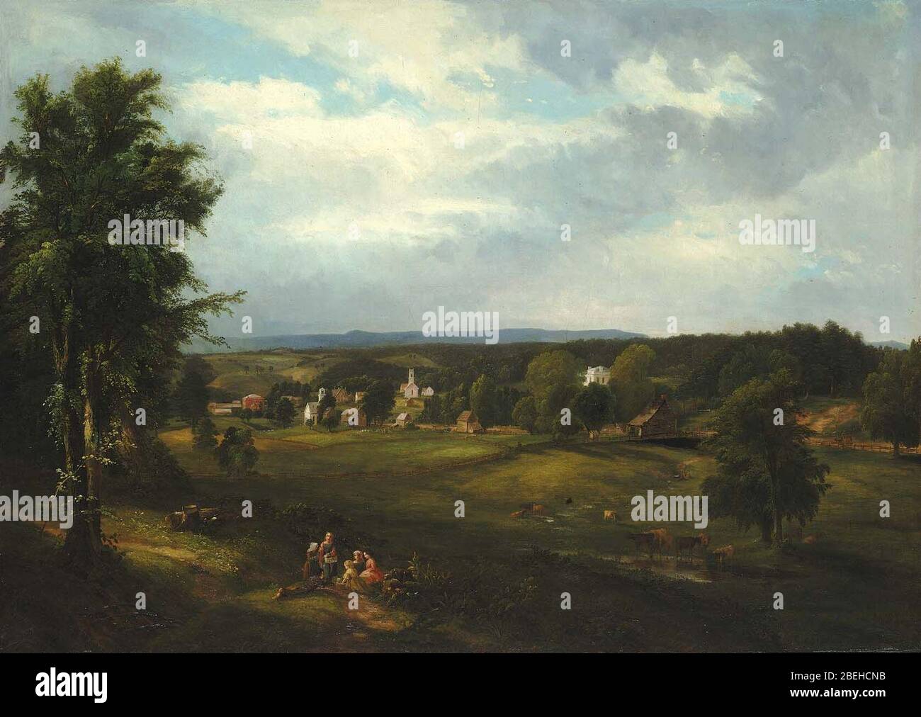 James M. Hart - Village Scene near Albany, New York Stock Photo - Alamy