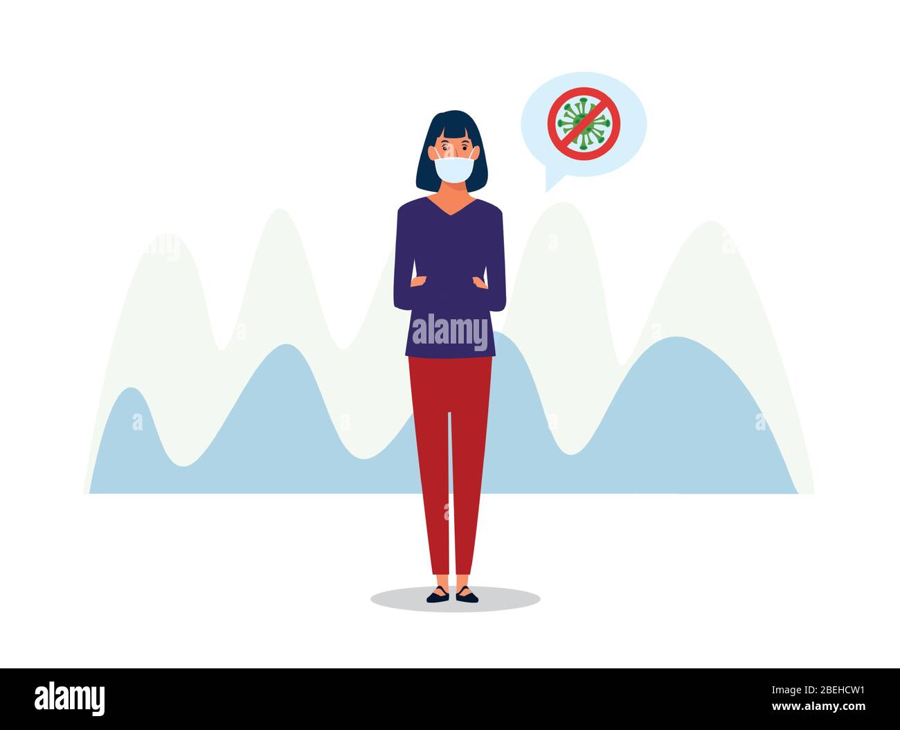 woman using face mask with stop covid19 signal Stock Vector Image & Art ...