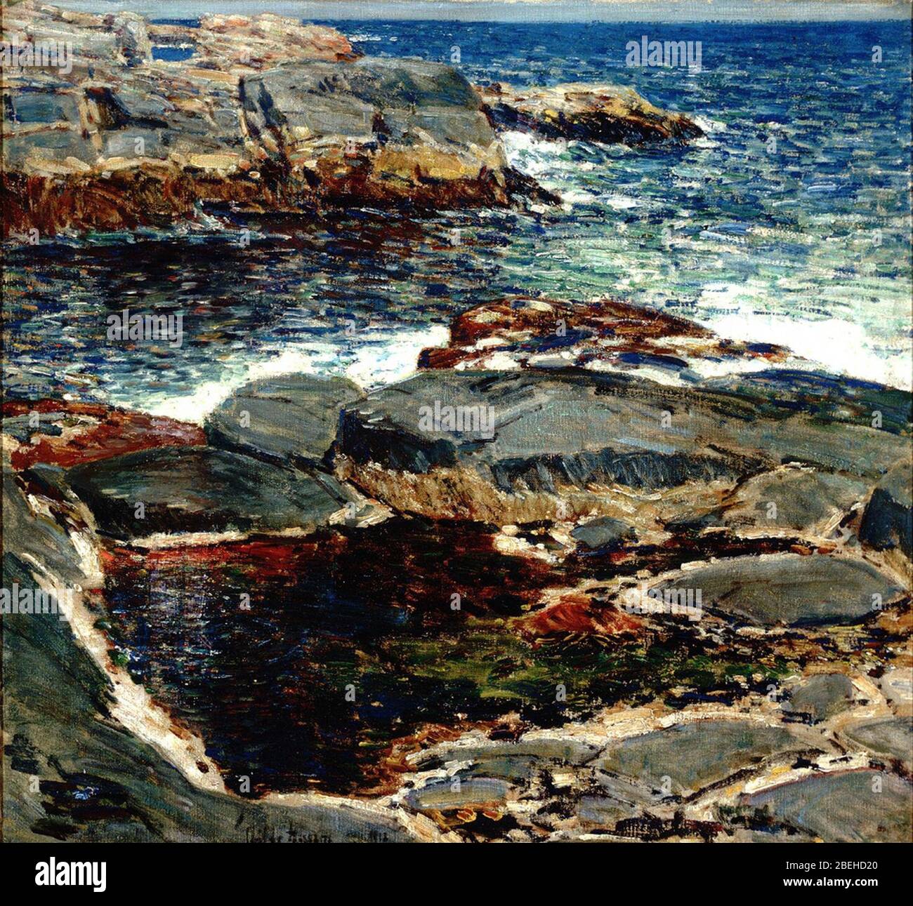 Rocks and Sea, Isles of Shoals by Childe Hassam, 1912 Stock Photo - Alamy