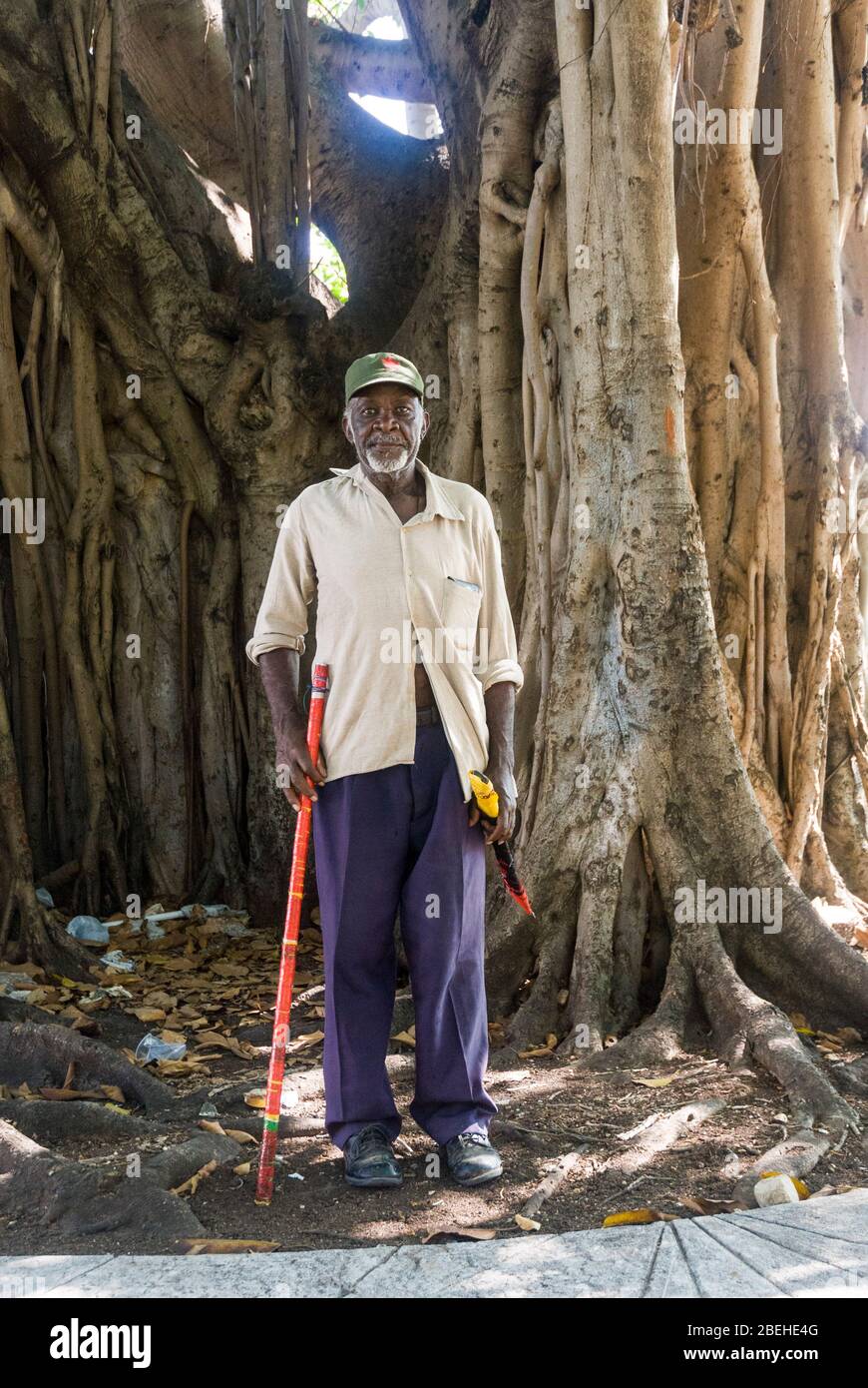 Caregiver and gardener of the 7th Avenue park. La Habana. Cuba Stock ...