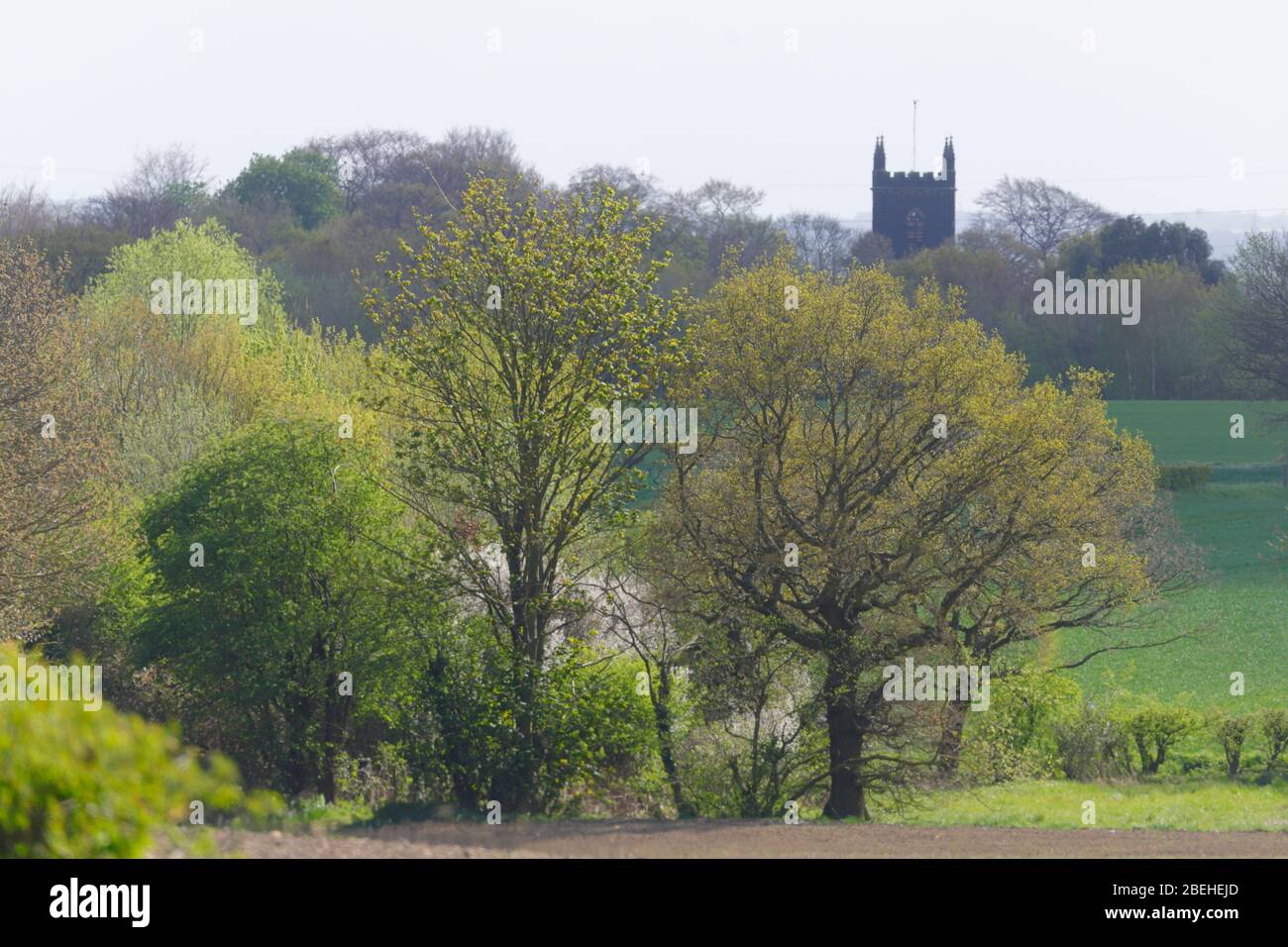 St Mary's Church in Swillington seen from a public footpath West of the ...