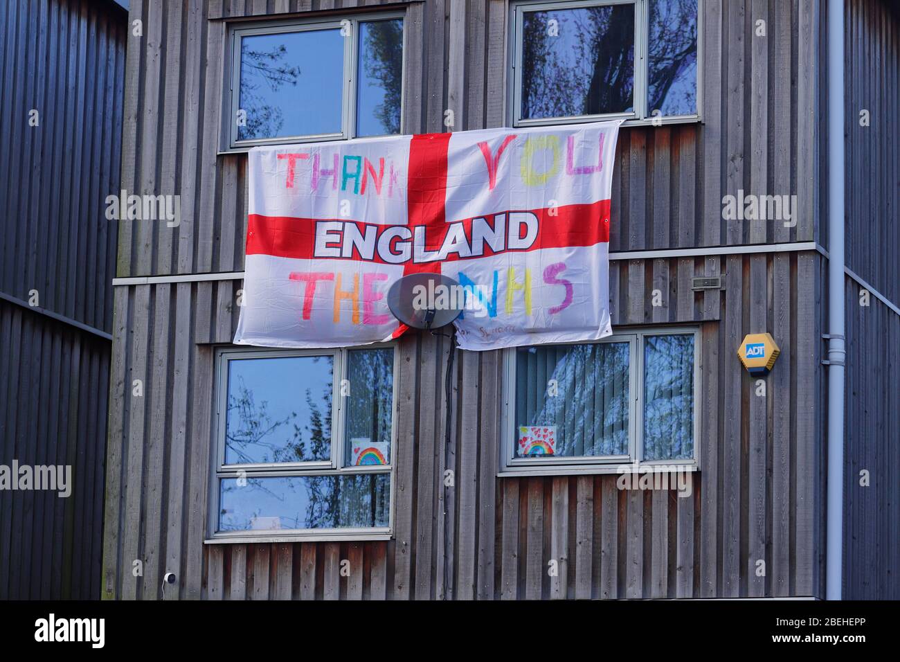 An England Flag with a message to the NHS to thank them for their hard ...