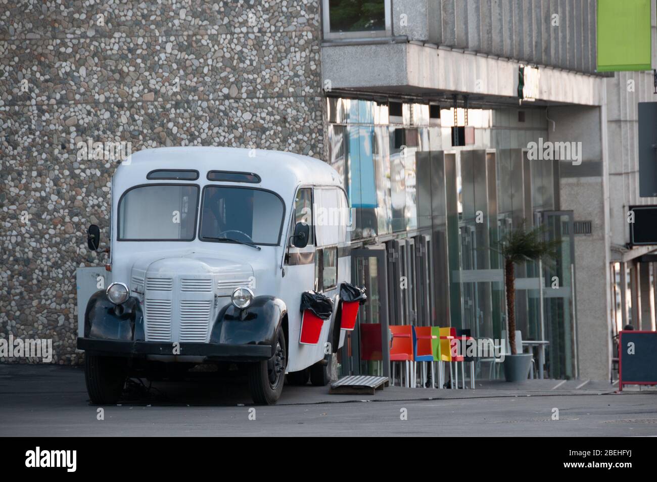 Old bus and bar in Stavagner city Stock Photo - Alamy