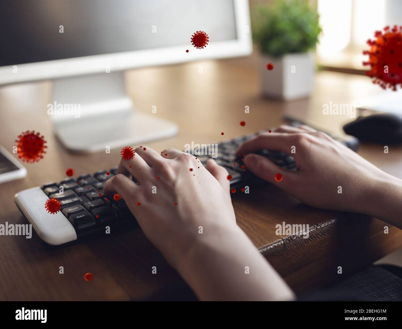 Viruses on your gadget using daily - concept of spreading of virus, 3D ...