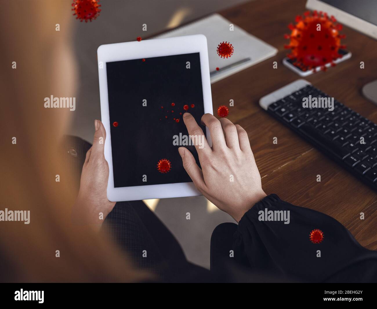 Viruses on your gadget using daily - concept of spreading of virus, 3D ...