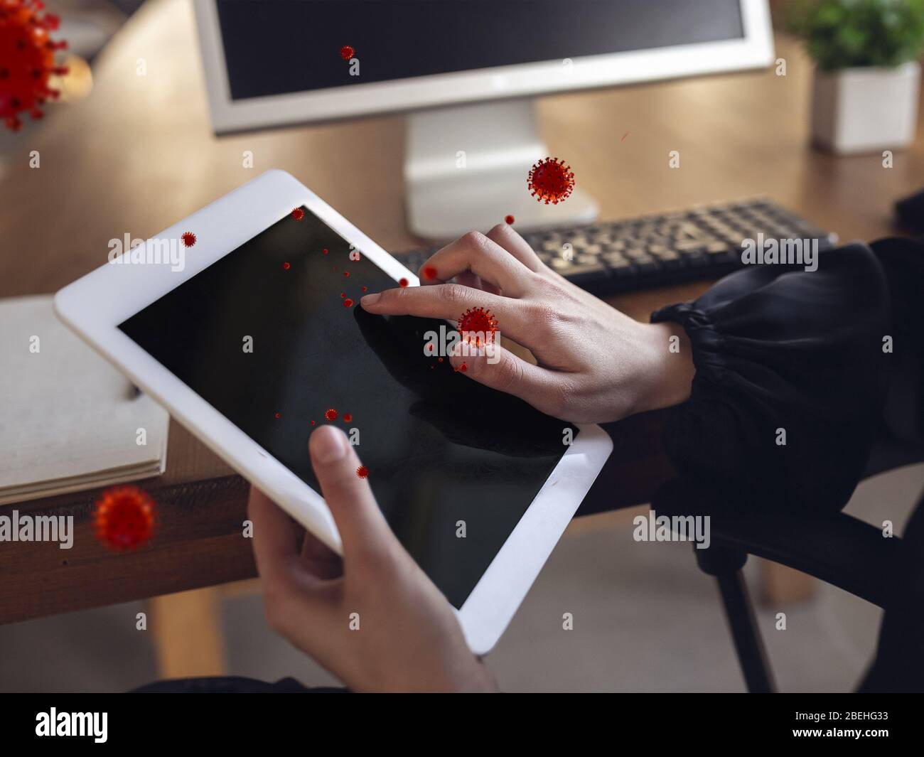 Viruses on your gadget using daily - concept of spreading of virus, 3D ...