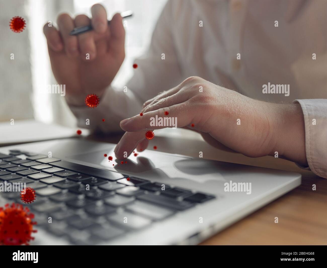 Viruses on your gadget using daily - concept of spreading of virus, 3D ...