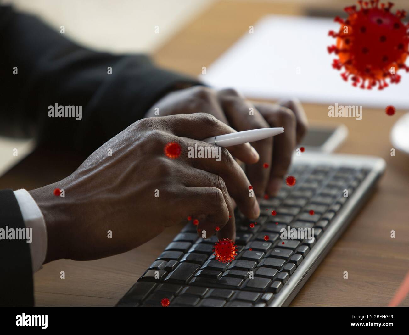 Viruses on your gadget using daily - concept of spreading of virus, 3D ...