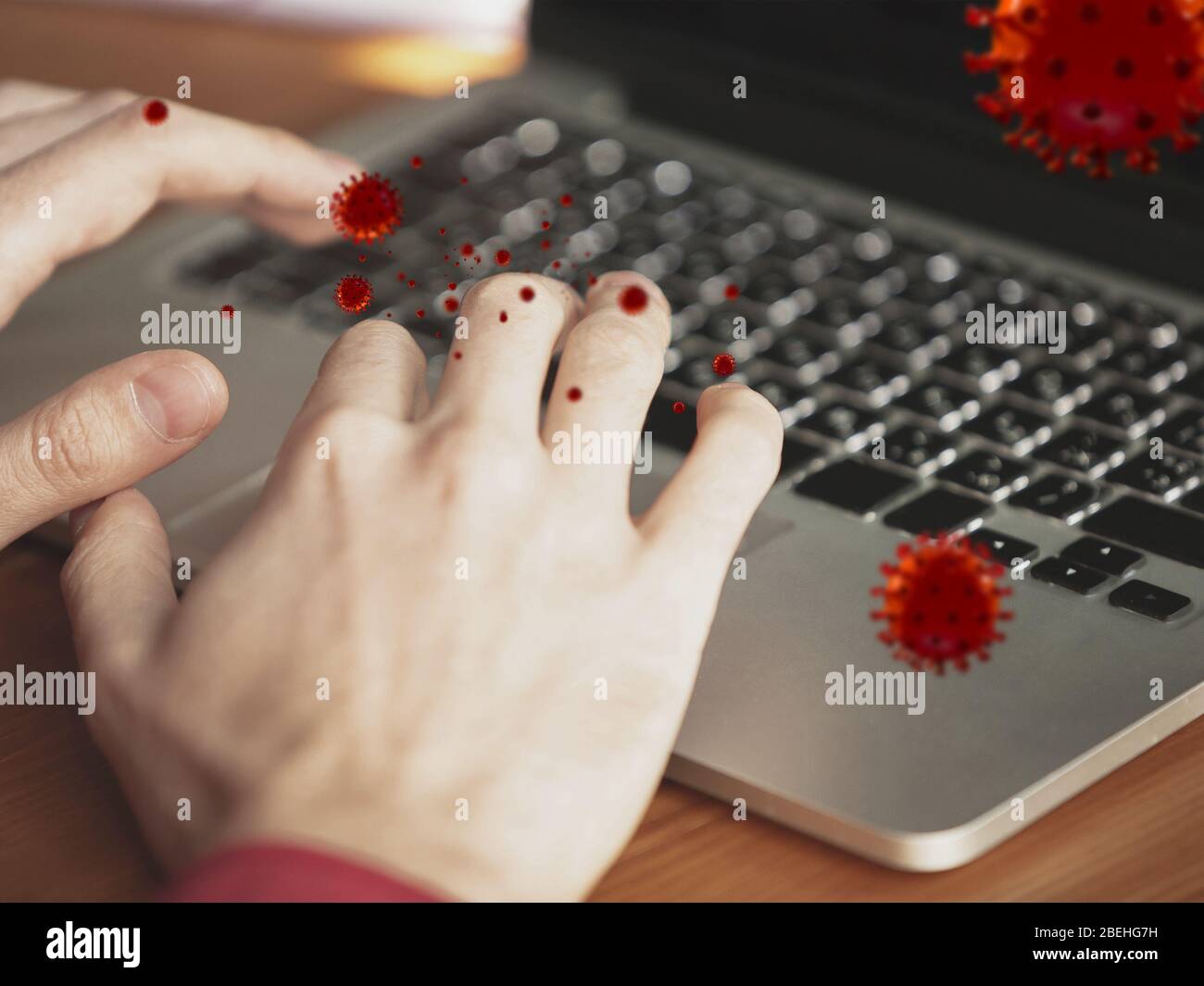 Viruses on your gadget using daily - concept of spreading of virus, 3D ...