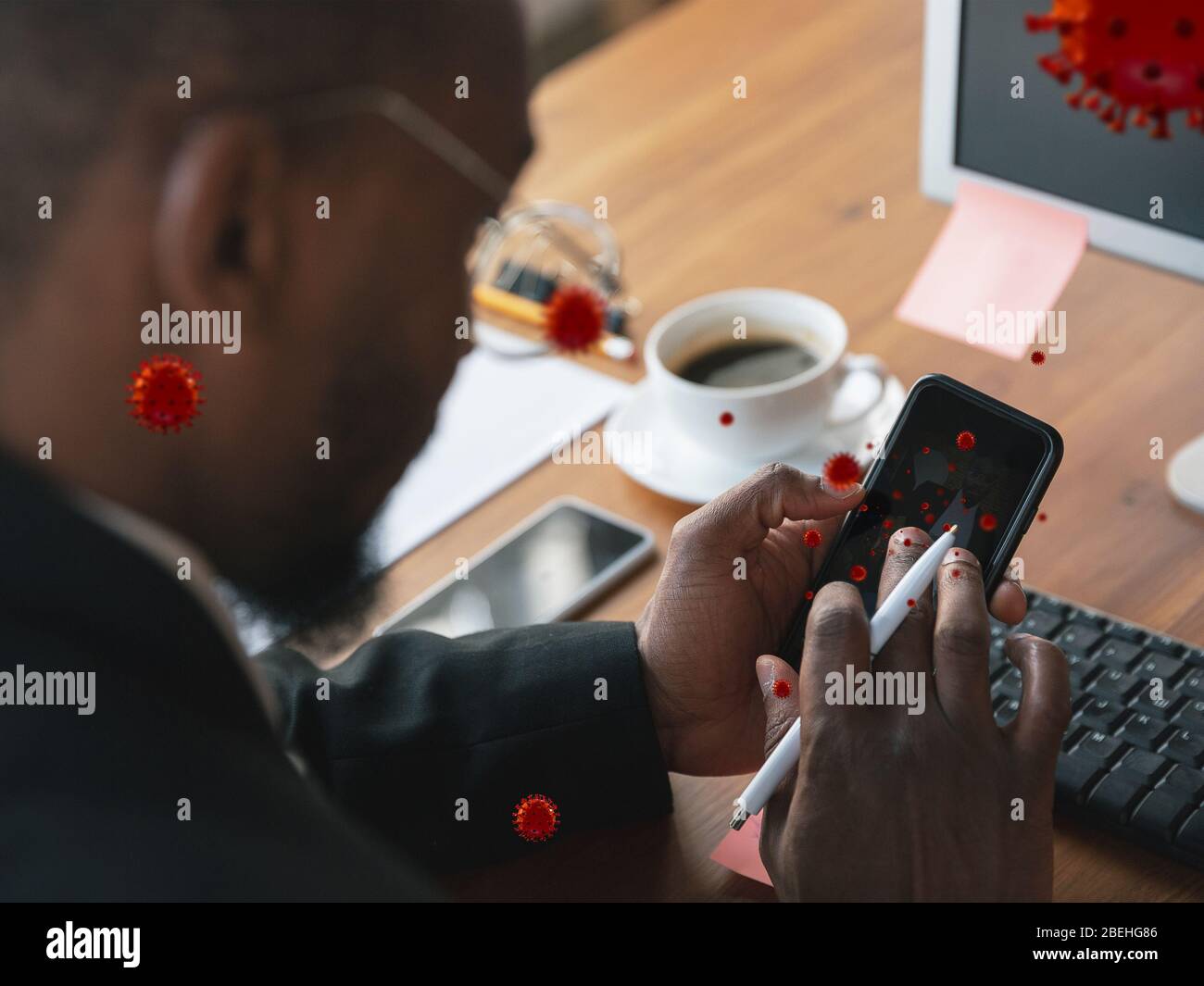 Viruses on your gadget using daily - concept of spreading of virus, 3D ...
