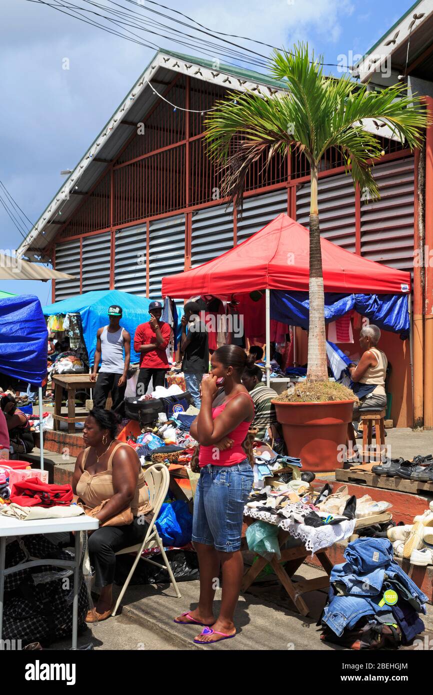 Market in Castries,St. Lucia,Caribbean Stock Photo - Alamy