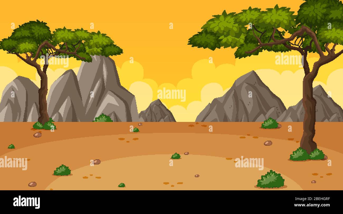 Background scene with many trees in the park illustration Stock Vector ...