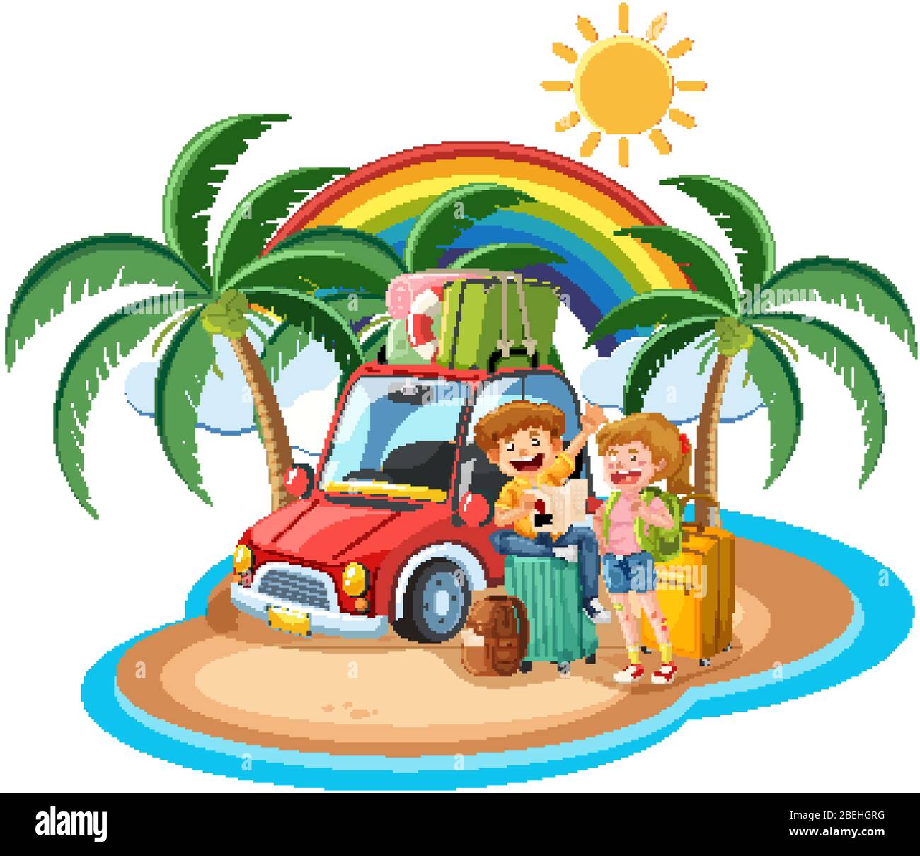 Scene with people having fun on the island illustration Stock Vector ...