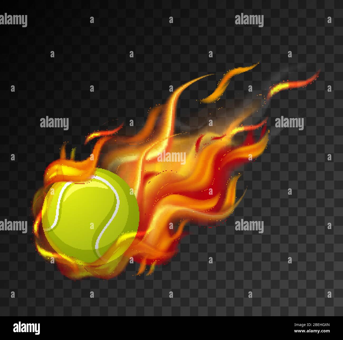 Tennis ball with flame on black background illustration Stock Vector ...