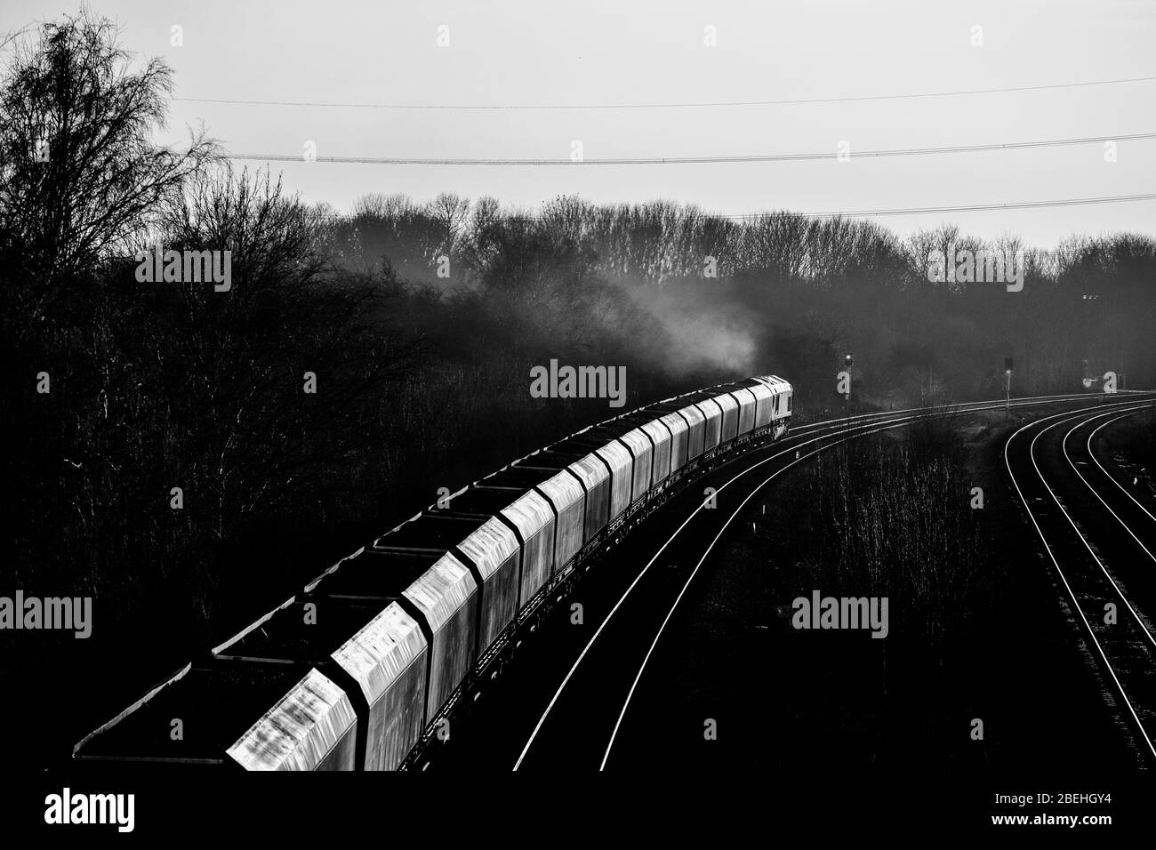 DB Cargo Rail UK merry go round coal freight train heading into the ...