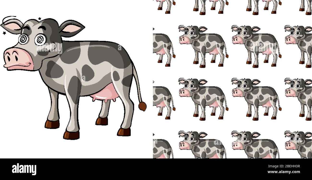 Seamless background design with sick cow illustration Stock Vector ...
