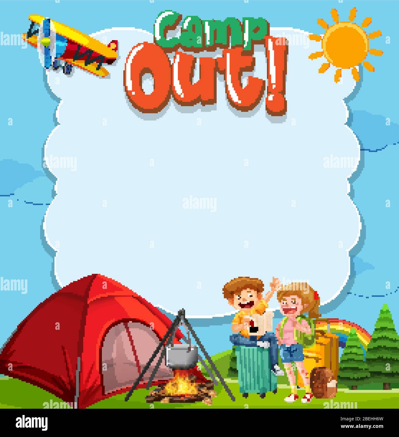 Background template with camping theme illustration Stock Vector Image ...