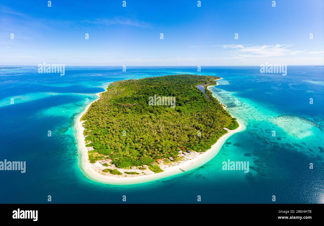 Aerial view Banyak Islands Sumatra tropical archipelago Indonesia ...