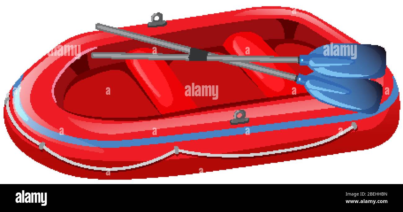Rubber boat with paddles on white background illustration Stock Vector ...