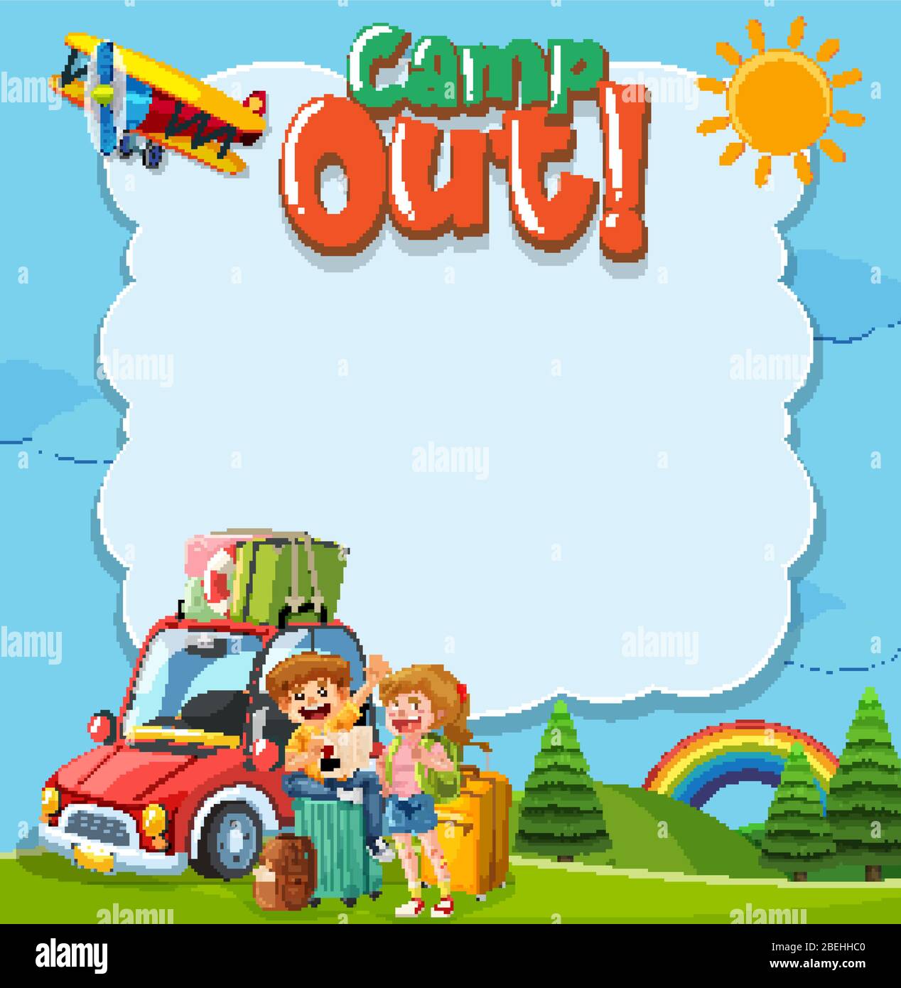 Background template with camping theme illustration Stock Vector Image ...