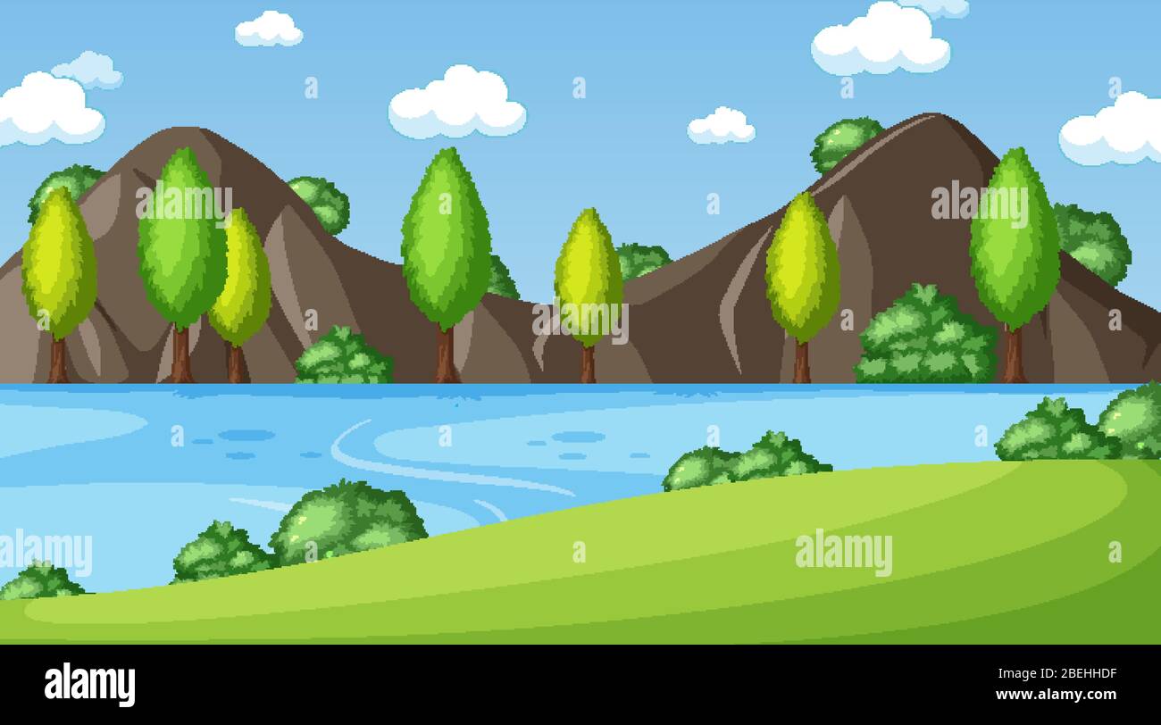 Background scene with many trees in the park illustration Stock Vector ...