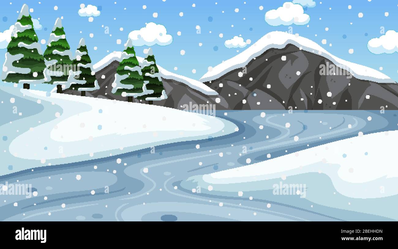 Background scene with snow in the field illustration Stock Vector Image ...