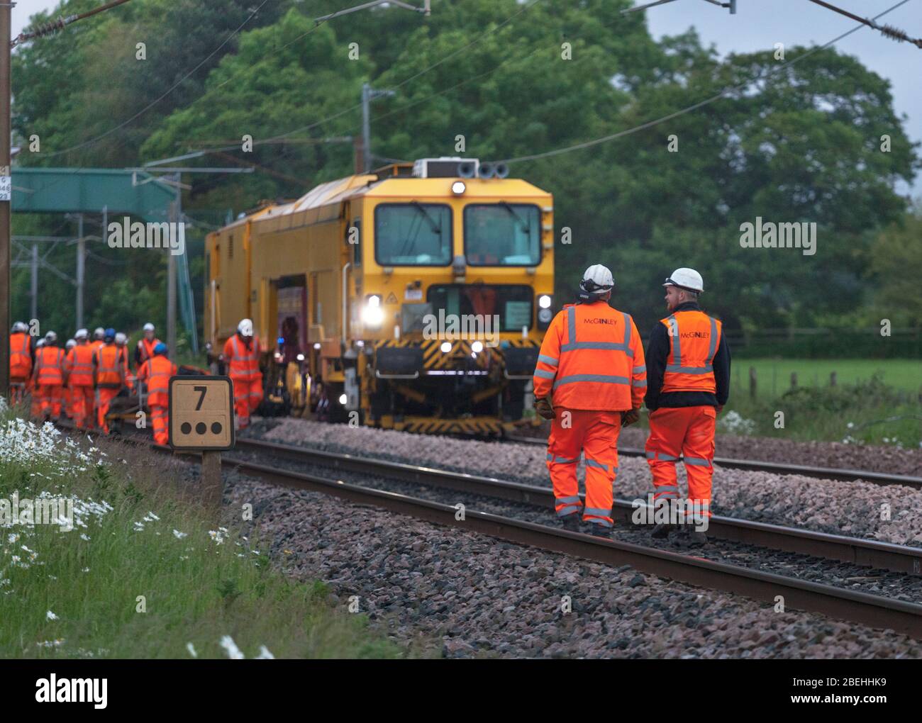 Tamping machine with railway contractors for Network Rail packing ...